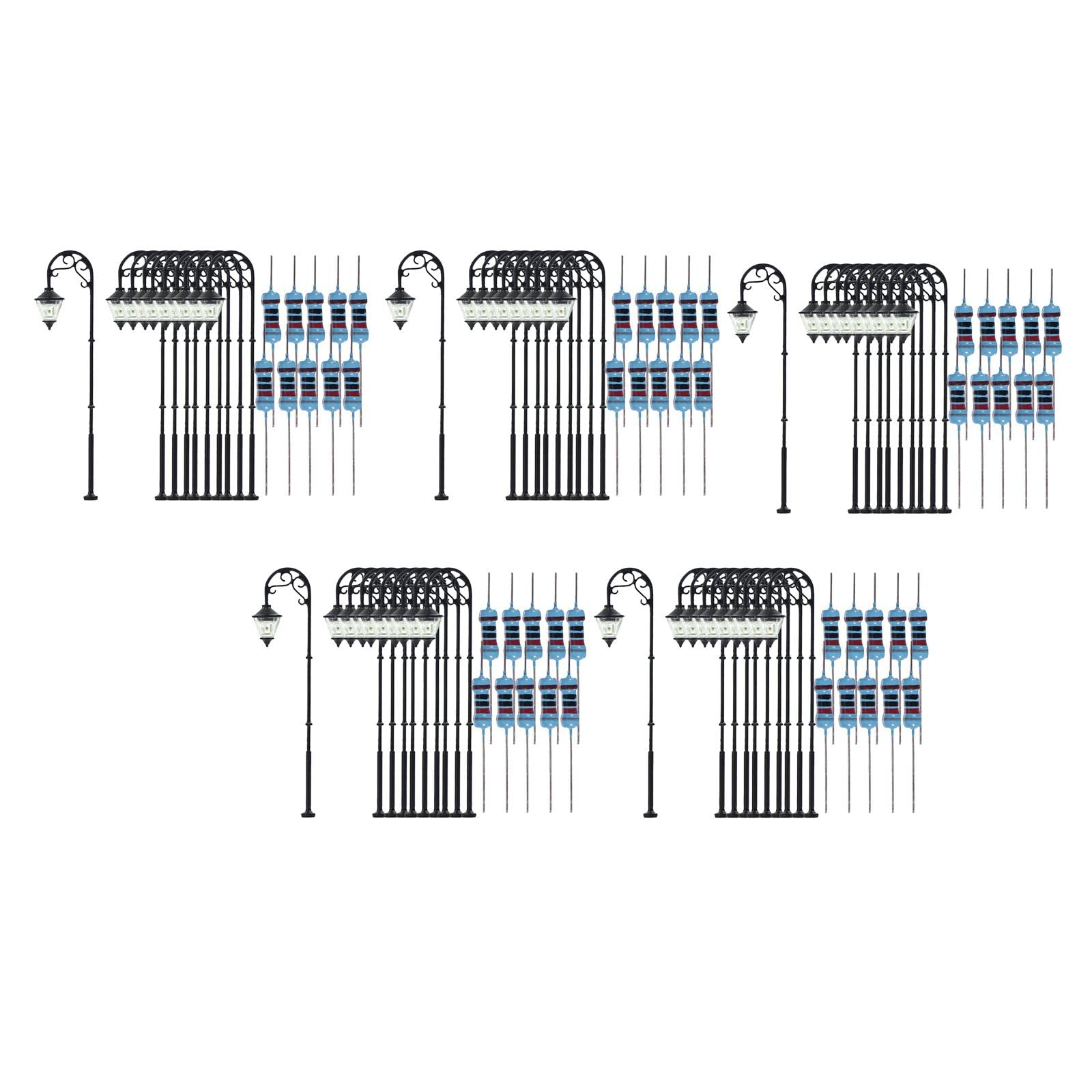 BESSTUUP 50Pcs Model Railway Train Model Street Lights LED Light Poles