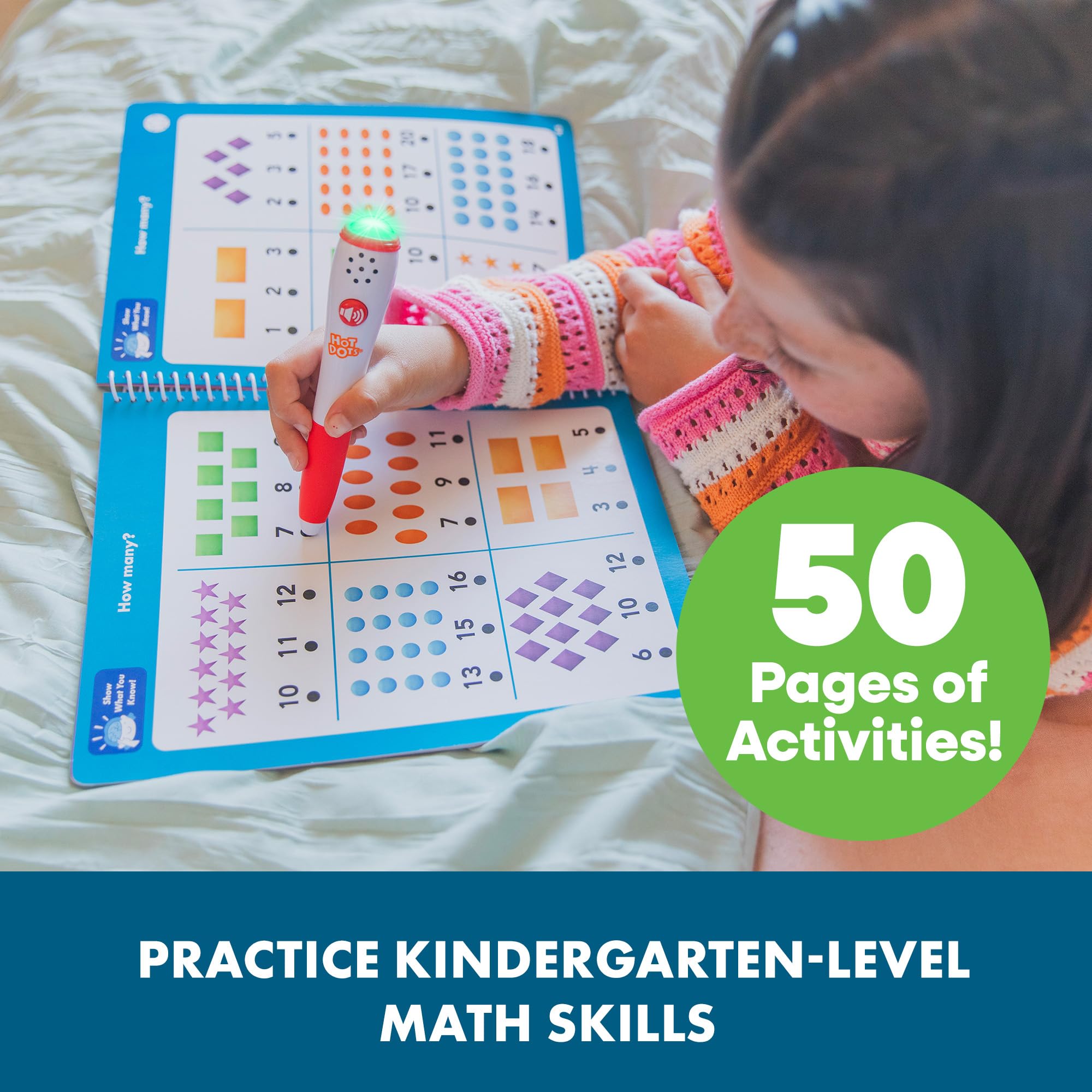 Educational Insights Hot Dots Let's Learn Kindergarten Math - Kindergarten Math Workbook, Classroom Essentials, Ages 5+