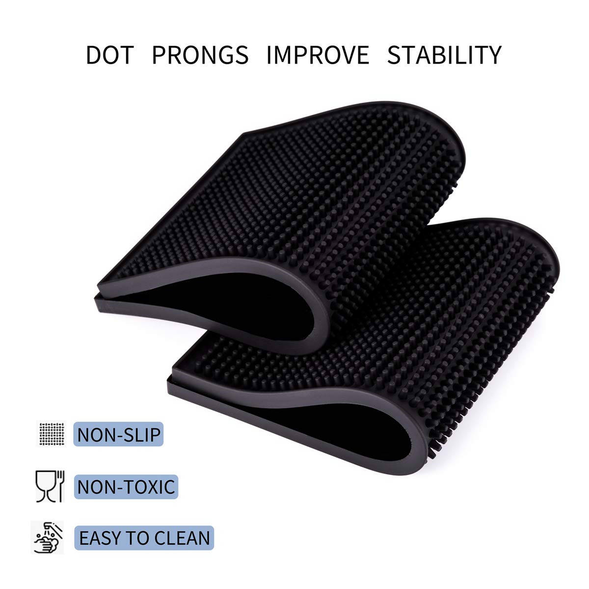 Bar Mat for Cocktail and Coffee Bar 12" x 18" Rubber Bar Service Spill Mat for Cocktail Bartender Coffee Bar or Countertop Mats Glass Drying Mat (Black Border - 12 x 18)