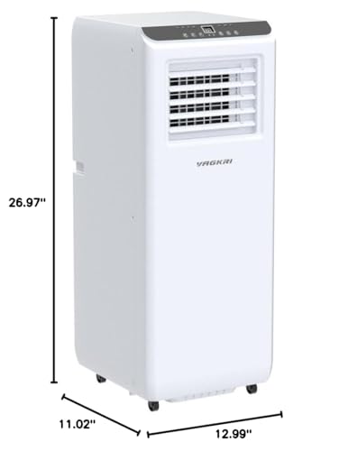 VAGKRI Portable Air Conditioners 8000 BTU 3-in-1 AC Unit with Fan & Dehumidifier, Cools up to 150 sq. ft. with Side Handles & Casters, LED Display Full-Function, Remote Control