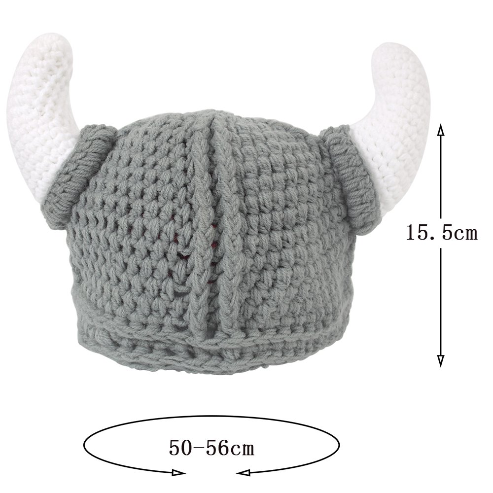 Ypser Cute Bull Horn Beanie Cap Handmade Knitted Crochet Viking Beanie