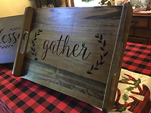 Beautiful Handrcrafted Farmhouse Style Carved Engraved Wooden Ottoman Tray Lap Tray or Camper Stove Cover with Optional Personalization