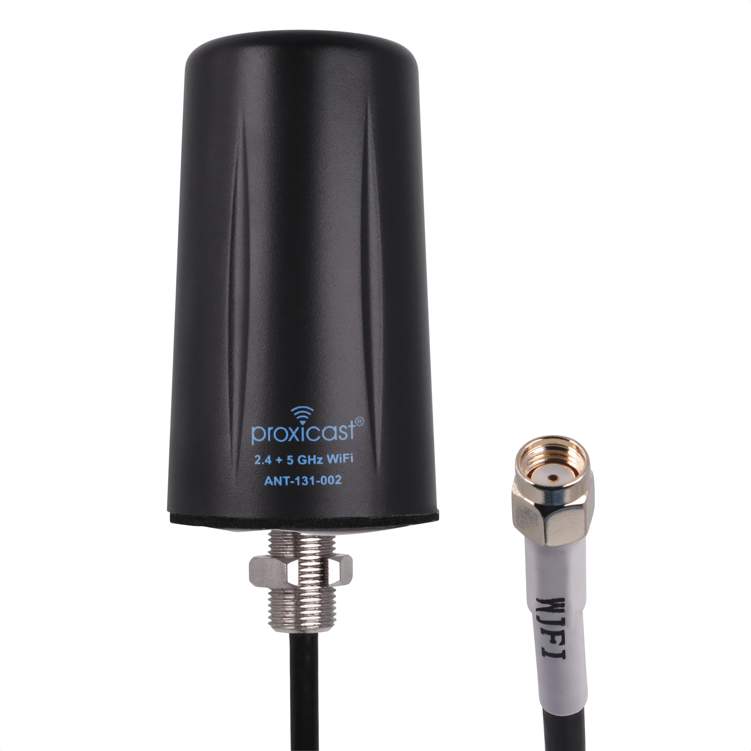 Proxicast Indoor/Outdoor Omnidirectional WiFi Antenna - Tri-Band 2.4/5.8/6 GHz - 3-5 dBi Gain - Vandal Resistant Low Profile Fixed Through-Hole Mount - 10 ft Coax Lead w/RP-SMA (ANT-131-002)
