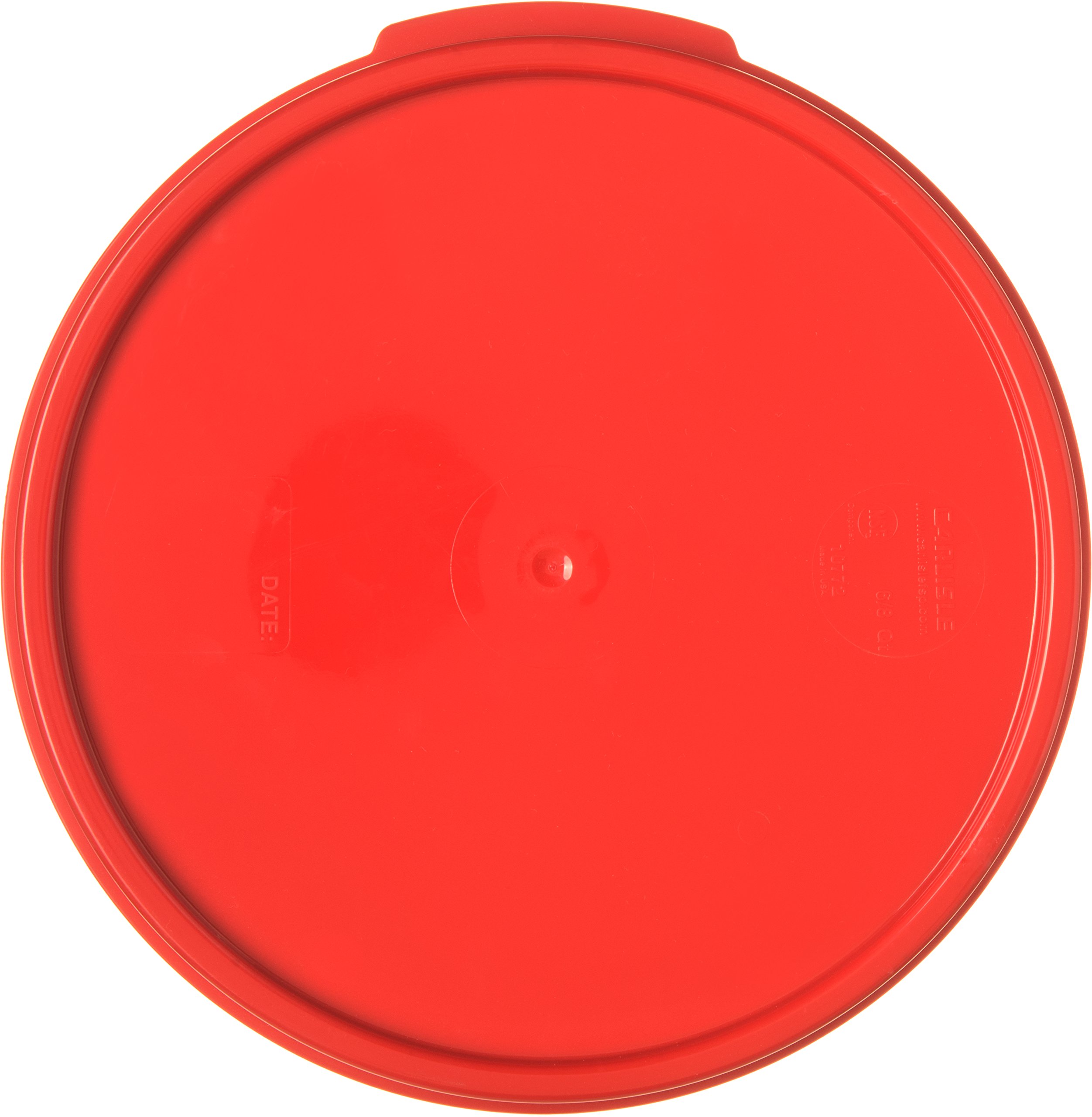 Carlisle FoodService Products Storplus Round Food Storage Container Lid with Stackable Design for Catering, Buffets, Restaurants, Polypropylene (Pp), 6 To 8 Quarts, Red, (Pack of 12)