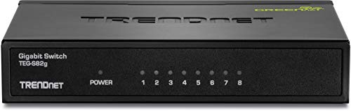 TRENDnet 8-Port Gigabit GREENnet Switch, Ethernet Network Switch, TEG-S82G, 8 x 10-100-1000 Mbps Gigabit Ethernet Ports, Ethernet Splitter, 16 Gbps, Metal, Lifetime Protection, Black