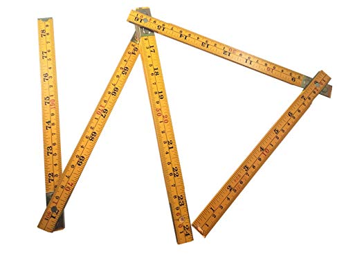 Binzer Folding Wooden Stick Ruler, Inch & Metric (6-foot-6-inch/2-Meter When Straight), Carpenters/General Use