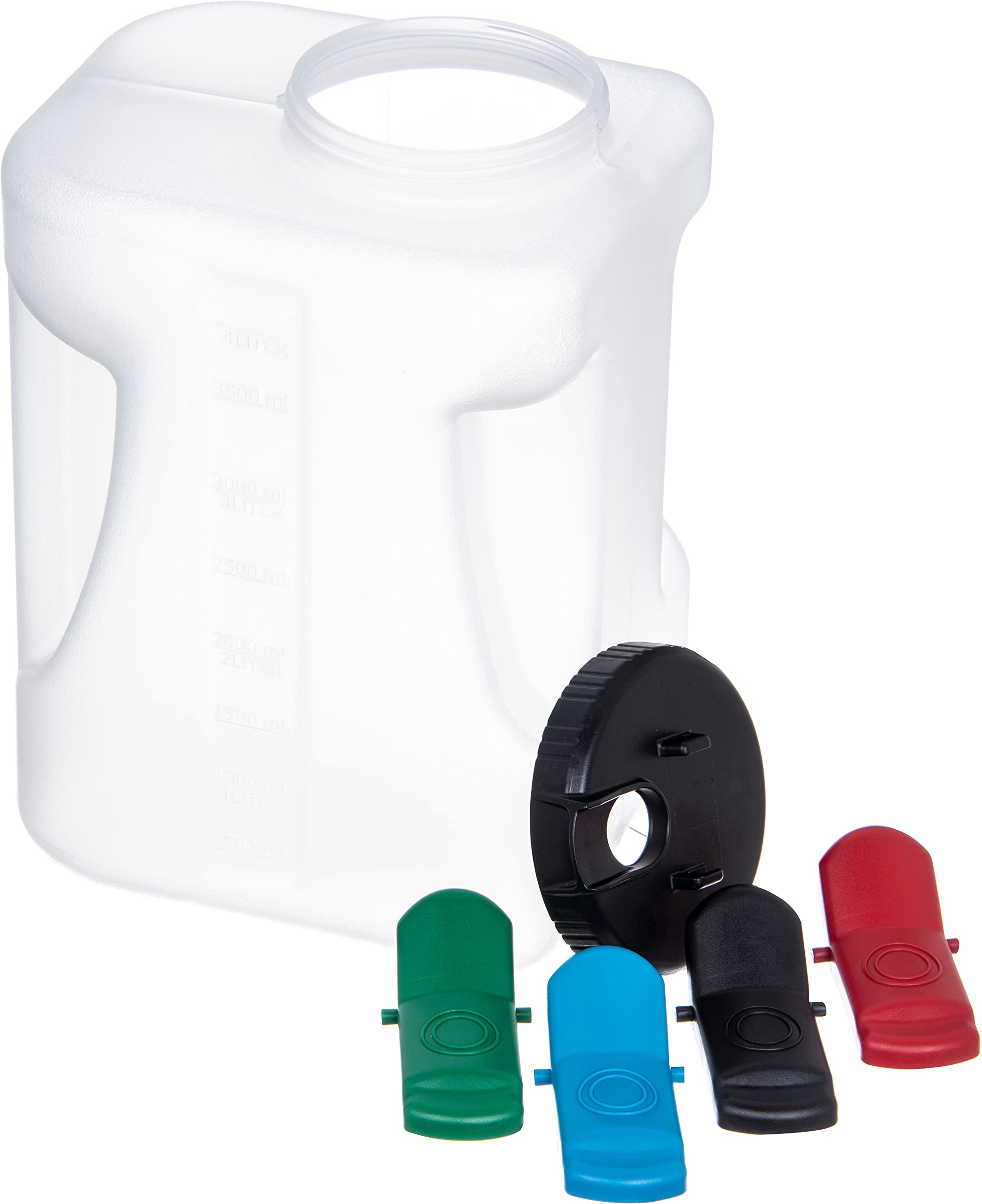 Carlisle FoodService Products Container Plastic Jug, Pitcher with Color Coded Toggle Lid for Catering, Buffets, Restaurants, Polypropylene (Pp), 1 Gallon, Black, (Pack of 2)