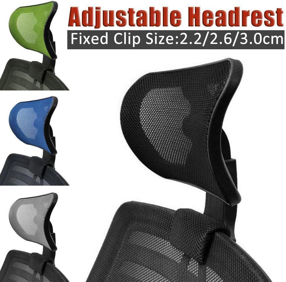 Chair Headrest Pillow Attachment Office Chair Mesh Head Rest Black Mesh Nylon Frame Head Support Cushion Clip Universal Adjustable Height Head Elastic Pillow,Headrest Only (Black, 2.6 Fixing Clips)