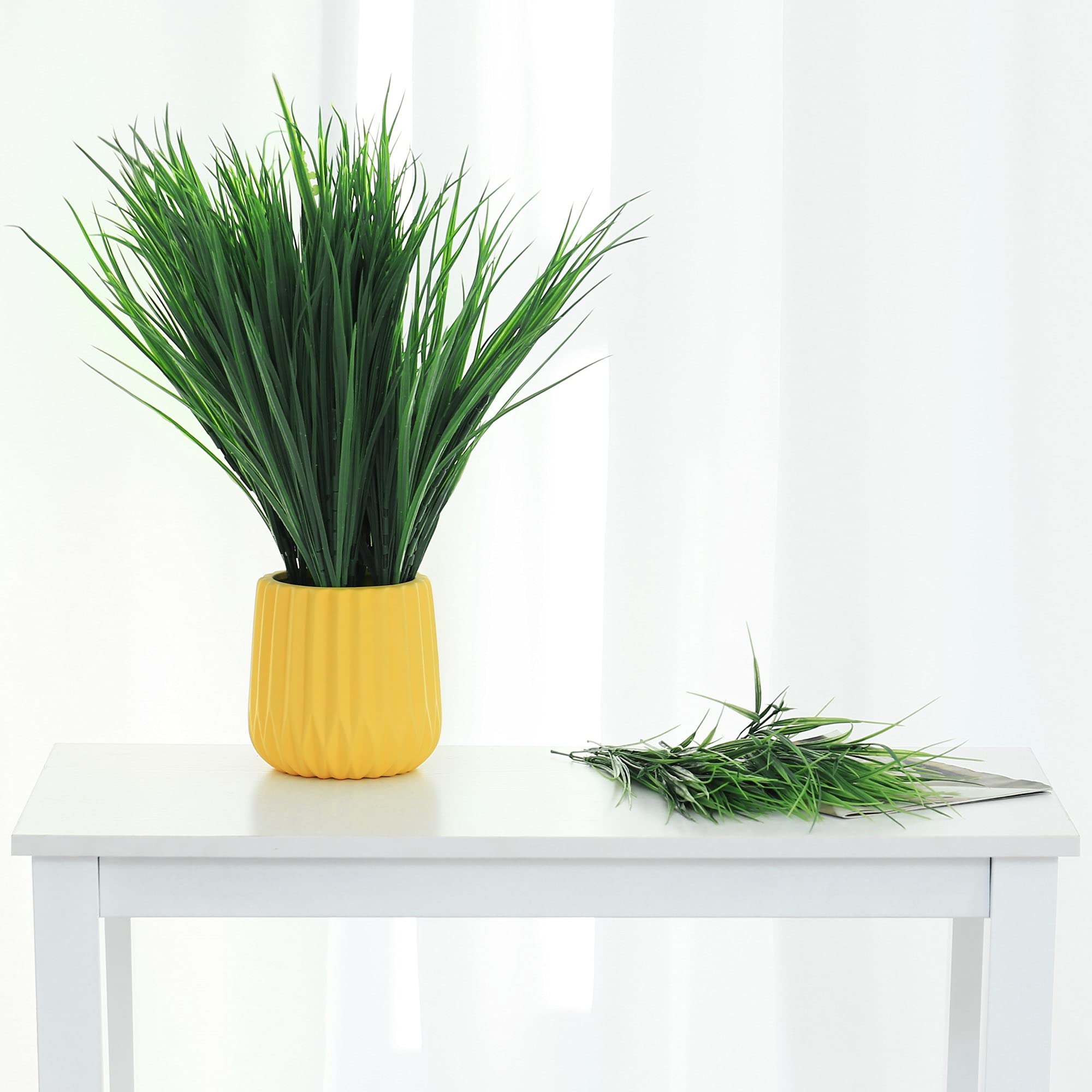 Grand Verde Wheat Grass Artificial Plants Bulk Faux Stems Greenery Shrubs Green Leaves UV-Resistant Real Touch Plastic Bush 20” Tall DIY Decoration Outdoors, 6pcs