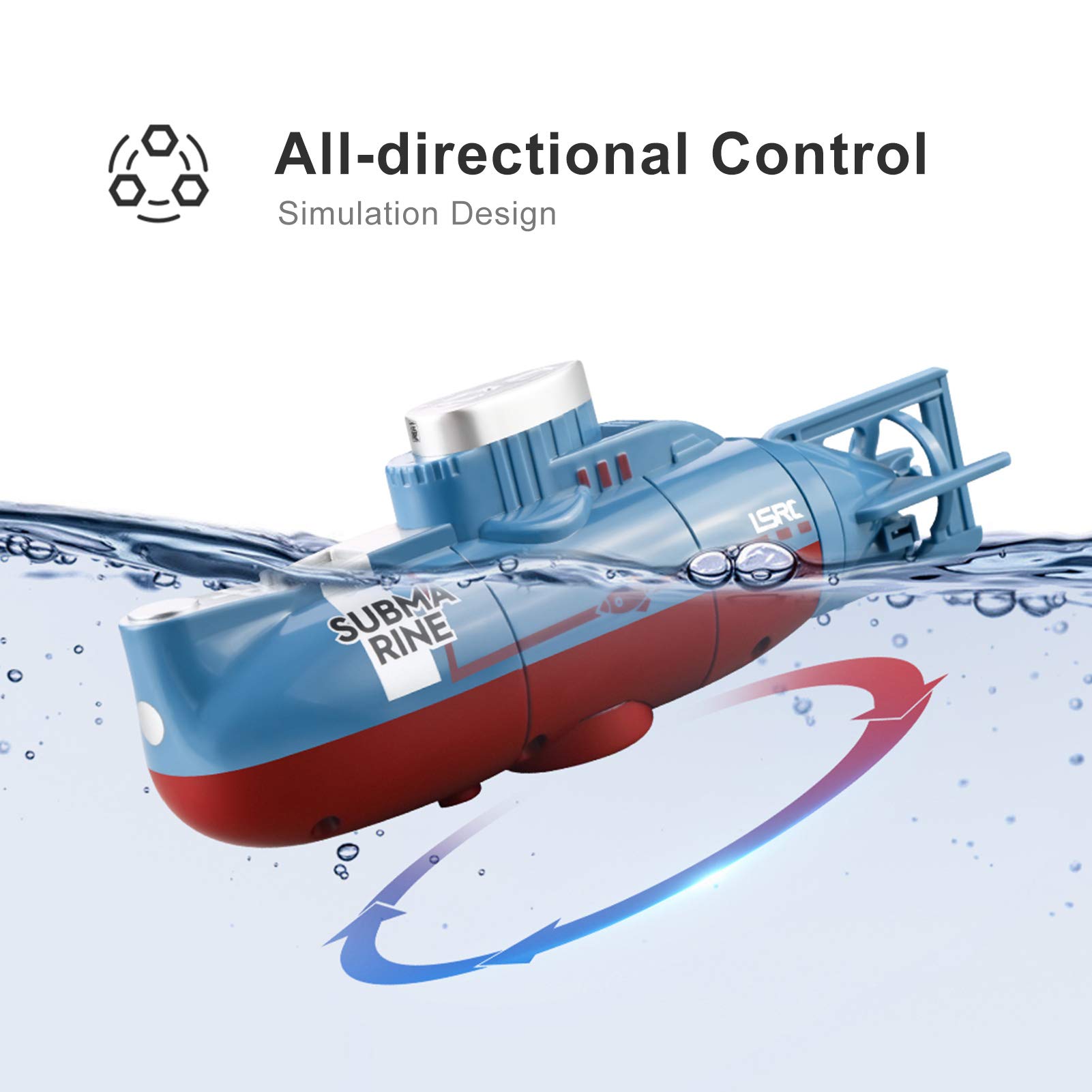 GoolRC Mini RC Submarine for Kids, LSRC-SMI Remote Control Boat Waterproof Diving Toy for Boys and Girls (White)