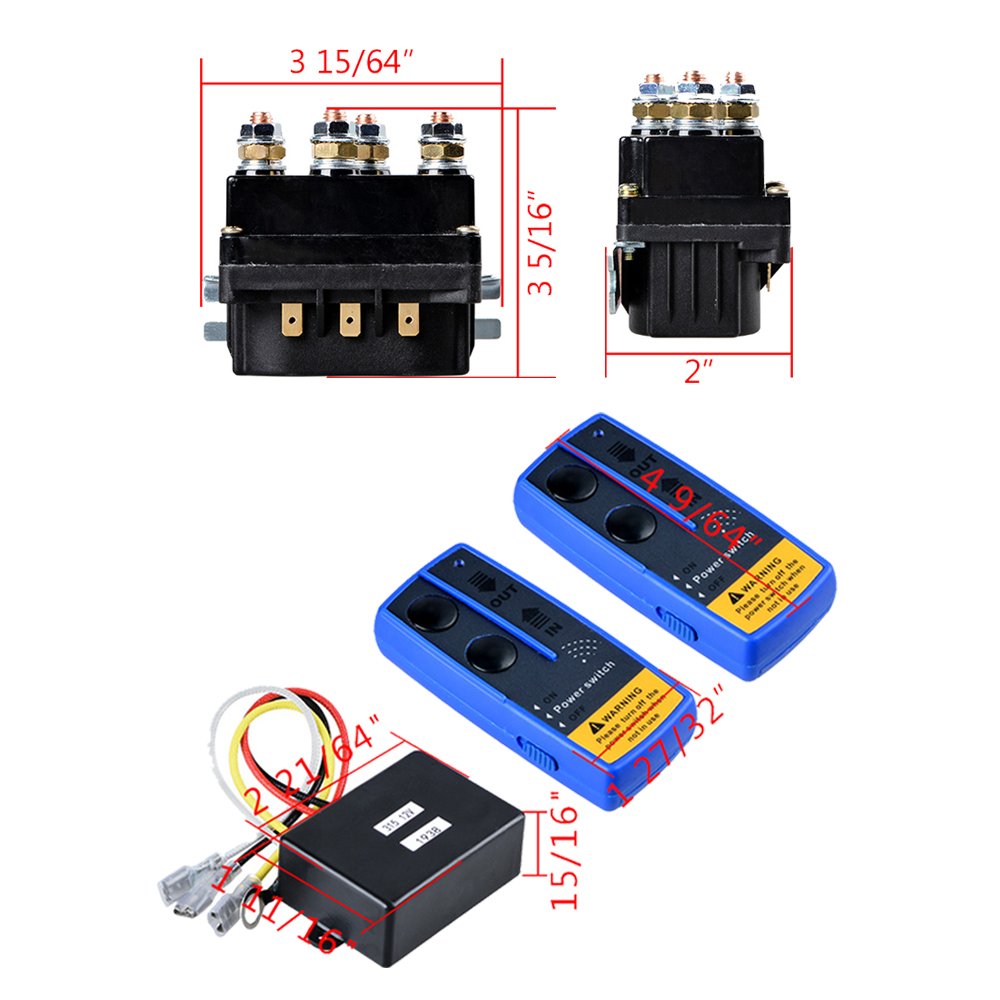 Astra Depot Universal Winch Contactor Solenoid Relay Controller 12V 500A DC Switch Boat Truck Thumb with Twin Wireless Remote Controls for ATV UTV 4x4 Vehicles 8000lbs-12000lbs Winches