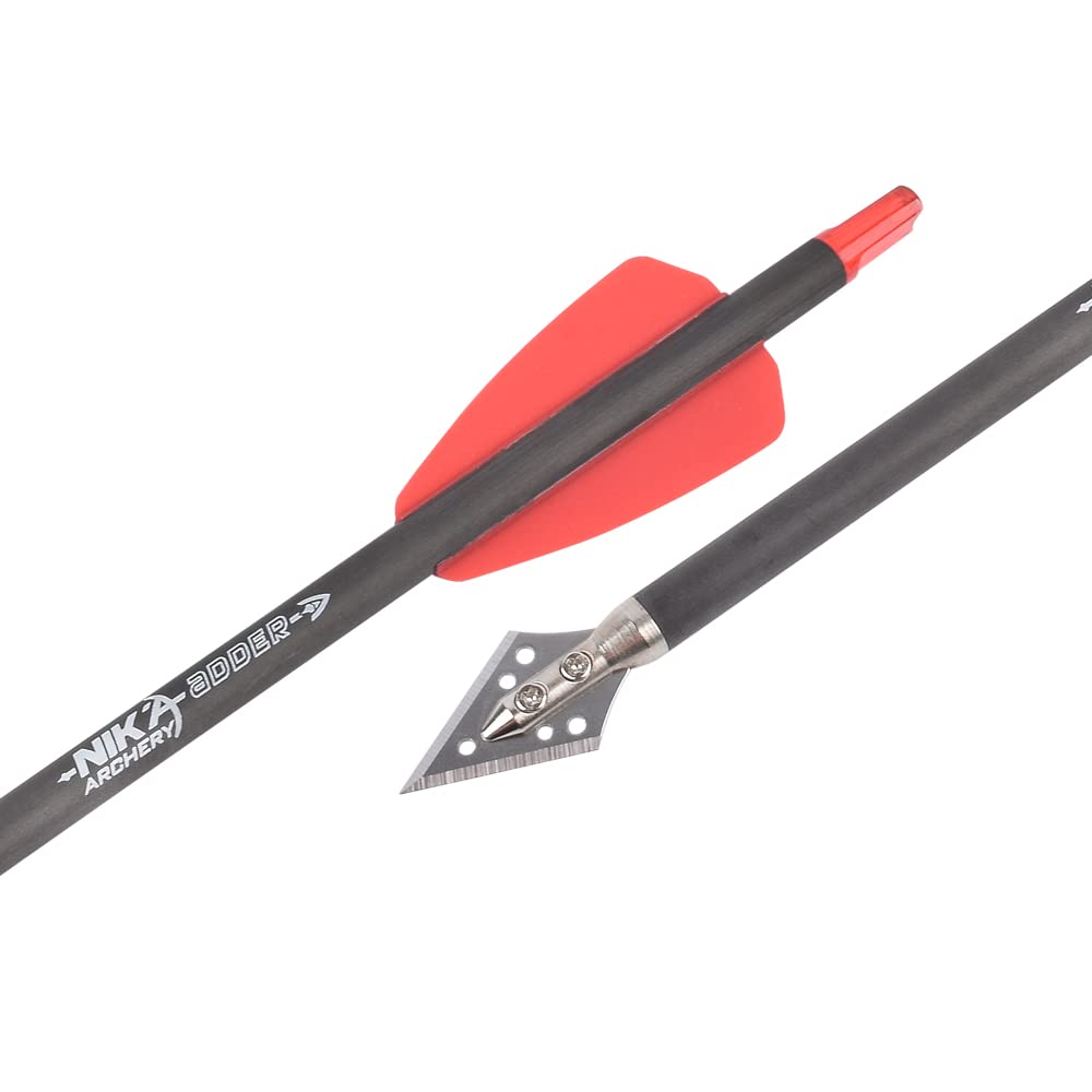 Archery Crossbow Hunting Practice 7.5" inch R9 Crossbow Bolts Carbon Arrows 2" Red Vanes with 100grain Broadhead for Hunting Shooting Targeting 12PCS