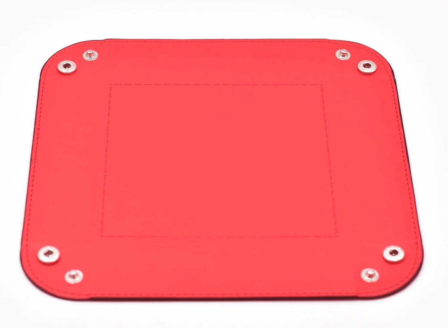 Dice Tray - Folding Rolling Dice Tray Leather Storage Tray Key Jewelry Coin Catchall Sundries Organizer (Red)