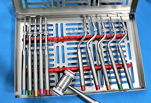 New Premium German Grade Sinus Lift Osteotomes Kit Straight Off Set Concave Mead Mallet Cassette Dental-A