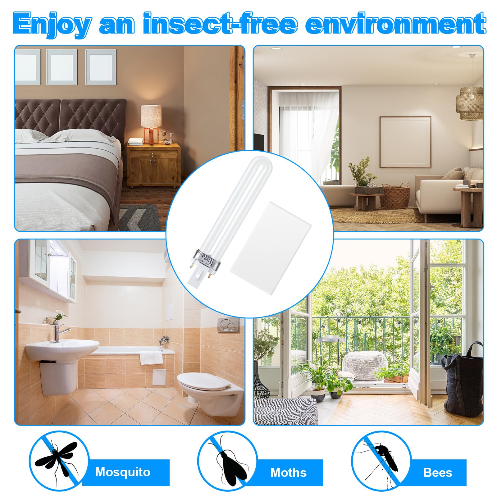 Qualirey 9W 21050 Replacement Bulb and Glue Boards Kit Compatible with Dynatrap/Dt3009/Dt3019/Dt3039/Gardner/FlyWeb Classic Light, UV Replacement Light Lamp for Indoor Flying Insect Trap(1 Pack)