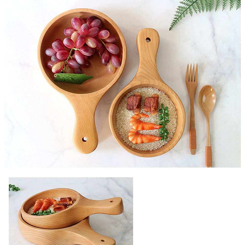 Beilay Handle bowl 26x15x5cm Wooden Bowl Bamboo Bowls Versatile Usage Great For Salad Soup Cereal Fruits Nuts Food Side Dishes - Decorative Modern Serving Bowls