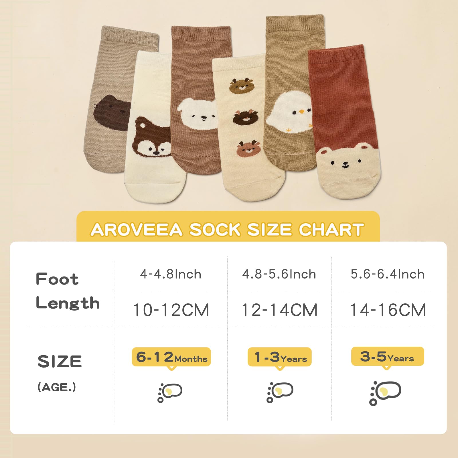 Bearbay Toddler Socks with Grippers (3 Pairs) for 1-5 Years Old Crew Baby Socks