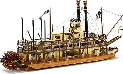 Artesanía Latina - Wooden Model Ship Kit - Paddle Steamer King of The Mississippi - Model 20515, Scale 1:80 - Scale Models for Assembling - Intermediate Level
