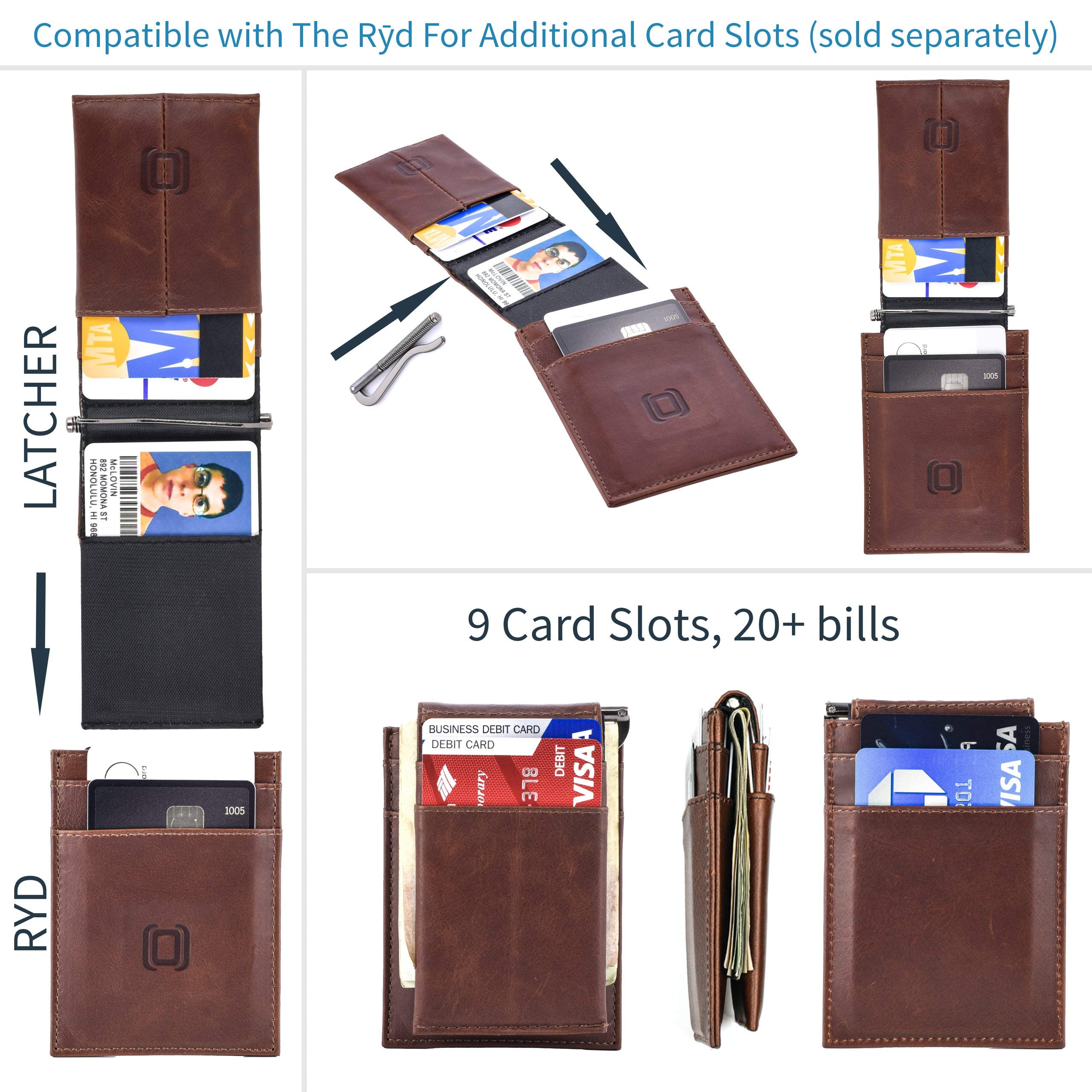 Dockem The Latcher Minimalist Wallet & Card Case Companion (Genuine Leather)