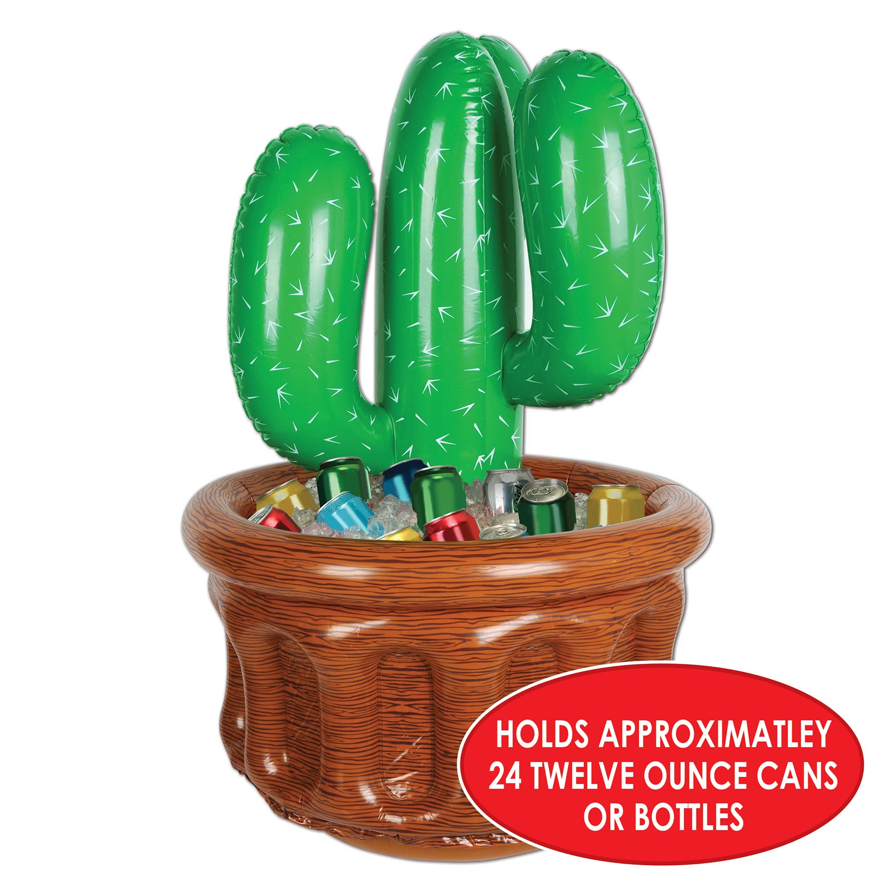 Beistle Inflatable Cactus Coolers, 2 Pack, 26β x 18β, Each Holds Approx. 24 12 oz. Cans - Drink Cooler, Drink Containers for Parties, Cactus Party Decorations, Western Fiesta Party Decorations