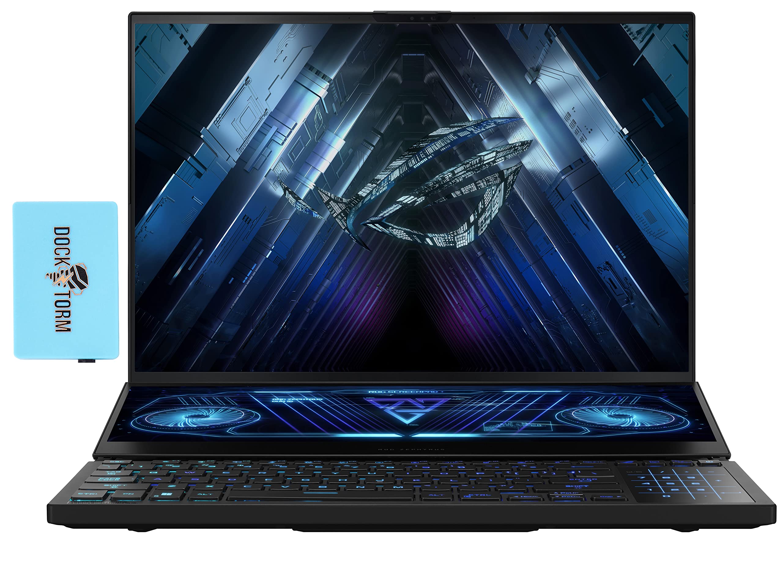 ASUS ROG Zephyrus Duo 16 GX650 GX 16.0" 240Hz WQXGA Gaming Laptop (AMD Ryzen 9 7945HX 16-Core, 64GB DDR5, 2x4TB PCIe SSD RAID 0, GeForce RTX 4080 12GB, Per Key RGB KYB, Win11P) w/Dockztorm Dock
