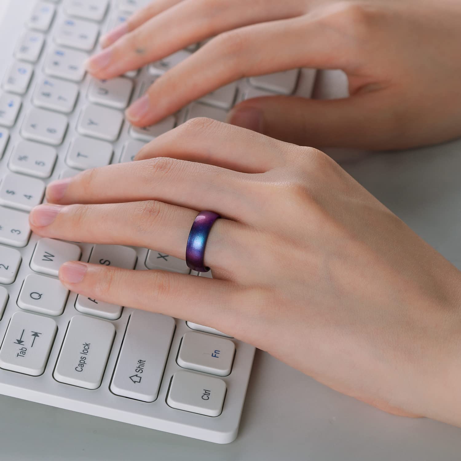 Egnaro Silicone Anniversary Ring Women, Breathable Design Womens Silicone Wedding Rings, 4mm Width - 1.5mm Thickness Rubber Wedding Bands Women - 1/4/5/7/8 Engagement Rings for Work Out