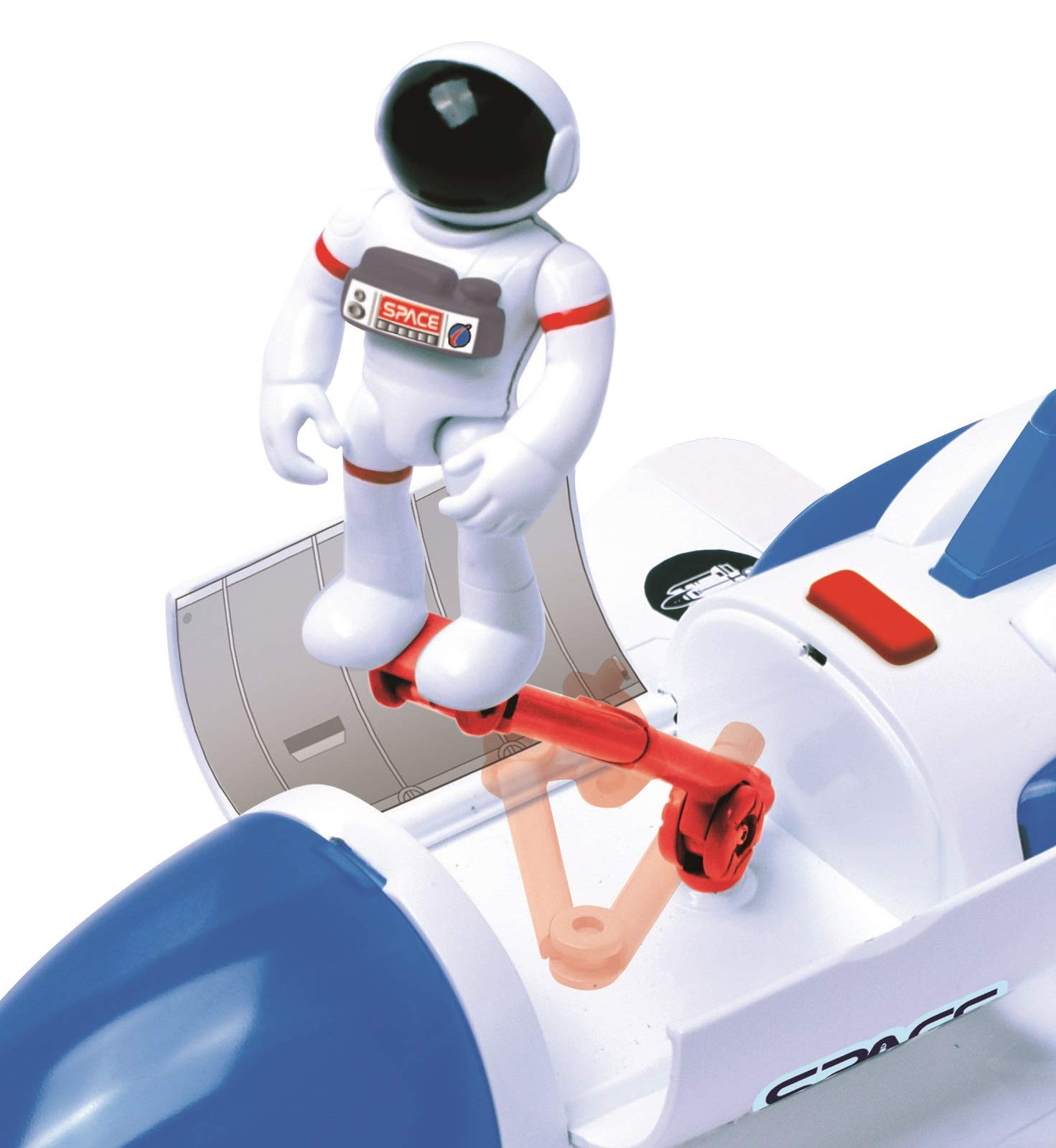 Astro Venture Space Shuttle Toy - Plastic Spaceship for Kids with Lights and Sound - Astronaut Figure, Openable Cockpit and Compartment, Extended Arm - Fun Space Gift Toys for Any Mission & Adventure