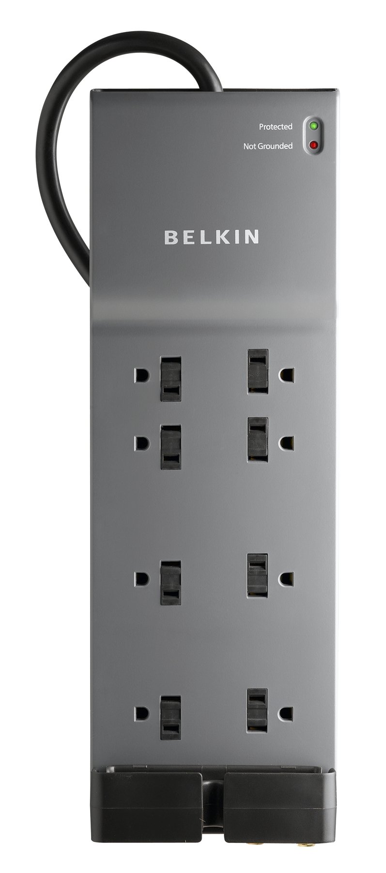 Belkin BE108230-06 8-Outlet Power Strip Surge Protector w/Flat Plug, 6ft Cord (3,550 Joules),Black & 12-Outlet Power Strip Surge Protector w/ 8ft Cord (3,940 Joules), Gray
