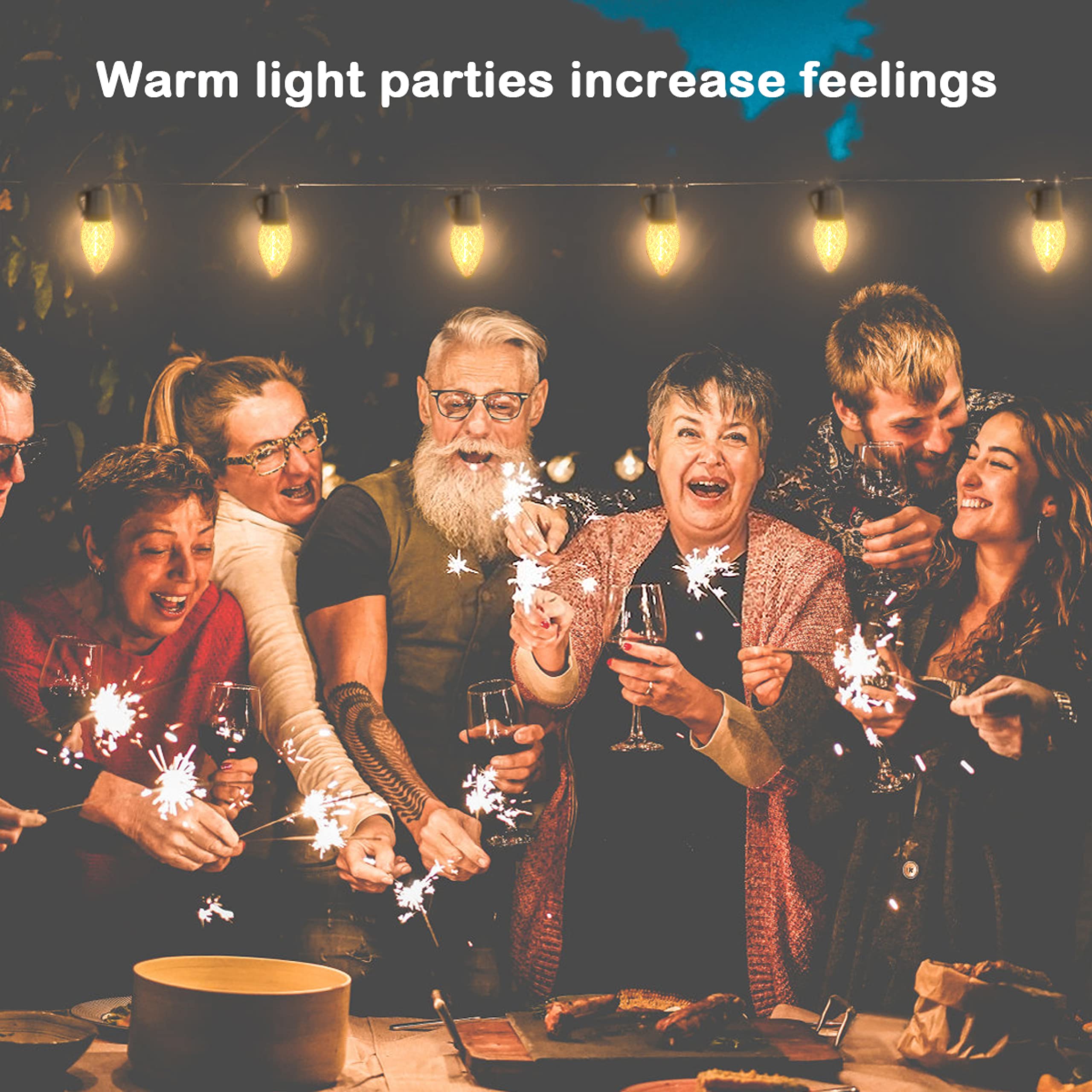 LED Outdoor String Lights With Remote Control, RGBW Patio Smart Warm Light with 20 Clear Bulbs for Patio Decorative Garden Holiday Indoor Wedding Home Decorating, Christmas Wedding Holiday Lights