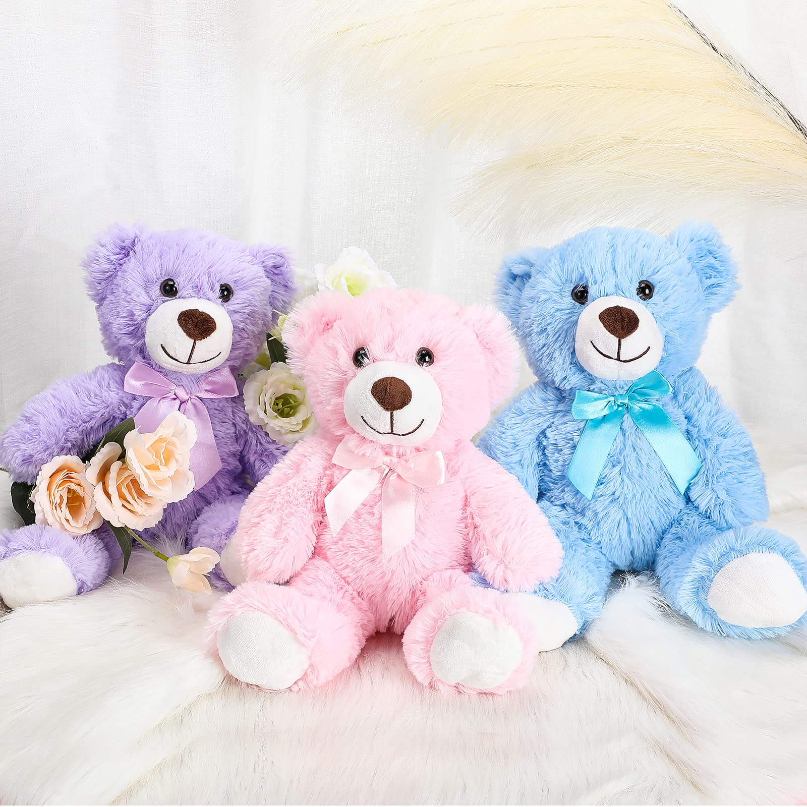 Zomiboo 7 Packs 14 Inch Plush Bear Stuffed Animals Plush Valentine Day Gift Soft Cute Stuffed Dolls Birthday Party Decorations(Cute Colors)