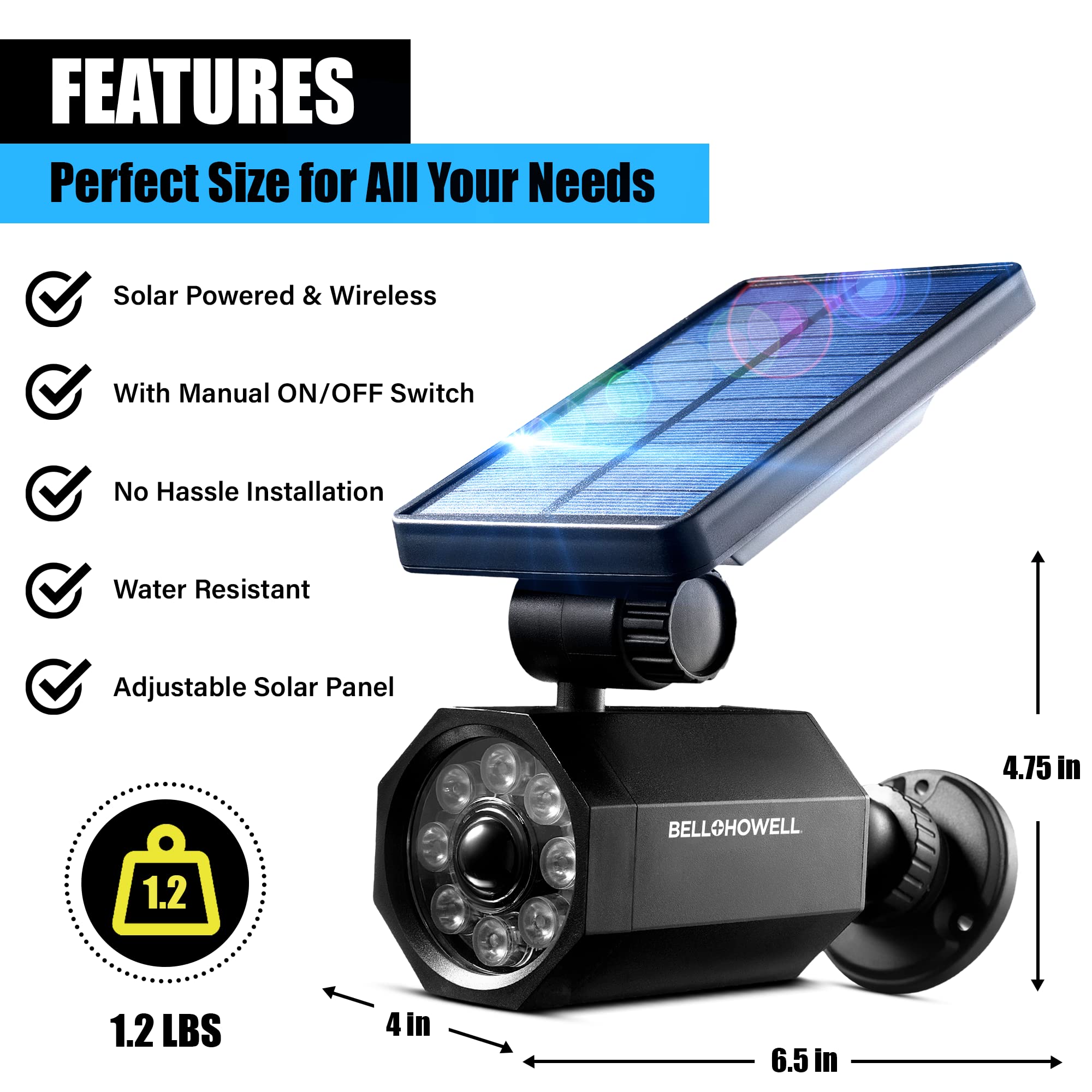 Bell+Howell Bionic Spotlight LED Solar Lights Solar-Powered Spot Light with 25 Feet Motion Sensor Outdoor Waterproof Frost Resistant Yard Outdoor Lighting As Seen On TV (Original, Set of 2)