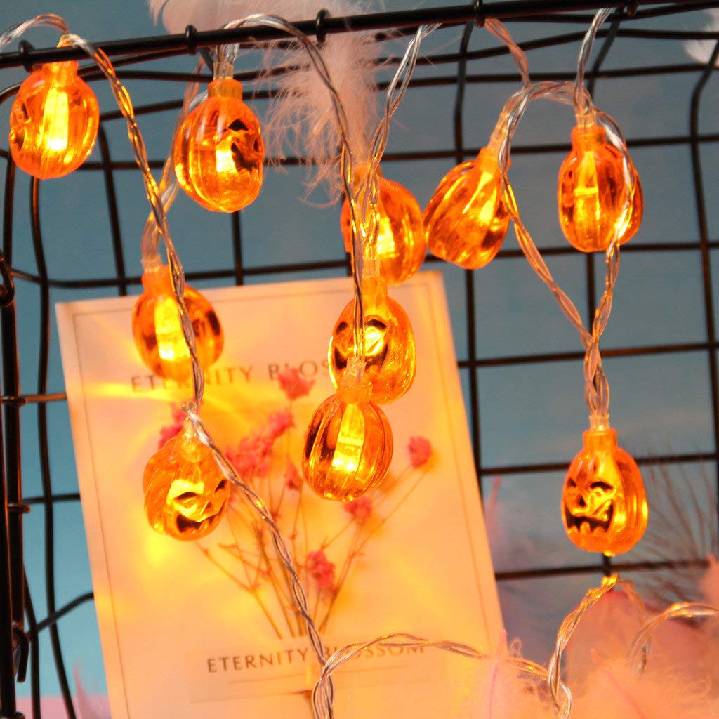 CCOOfhhc Halloween String Lights, 20/40 LED Pumpkin Halloween Lights Indoor Outdoor Party and Christmas Decoration Warm White