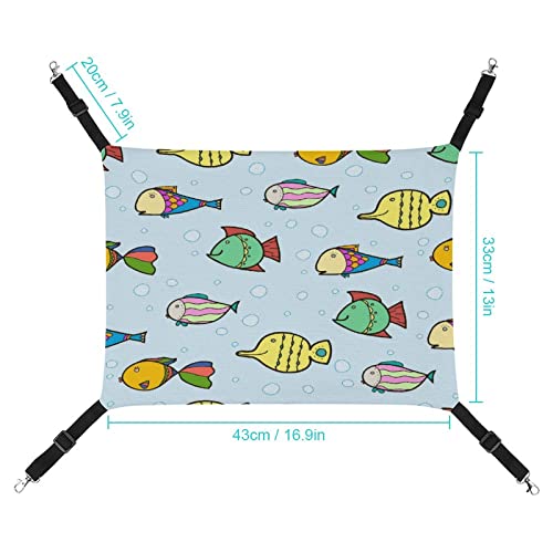 Color Fish Pet Hammock Bed Guinea Pig Cage Hammock Small Animal Hanging Bed for Ferret, Chinchilla, Puppy and Other Small Animals