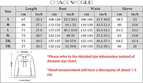 Chaos World Men's Novelty Hoodie Long Sleeves 3D Funny Graphic Print Sweatshirt Pullover(X-Large,Black Red)