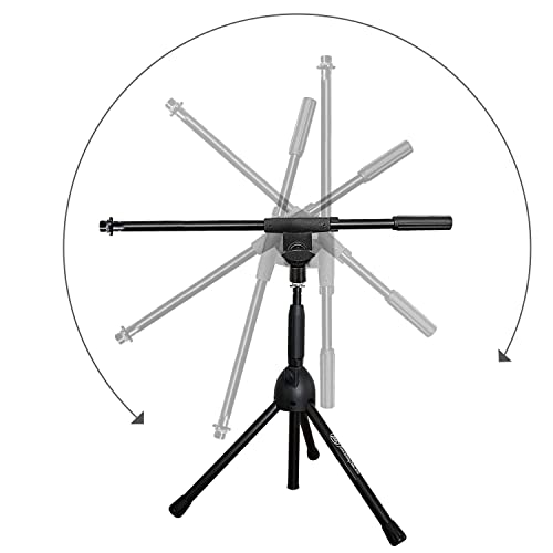 AxcessAbles Short Microphone Stand with Boom Arm | Low Profile Mic Tripod Stand for Kick Drums | Guitar Amp Stand | Low-Pro Mike Stand (MS-101L)