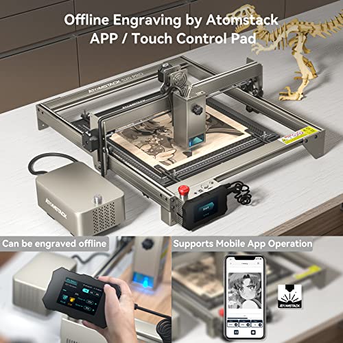 ATOMSTACK S20 PRO Laser Engraver, 130W Laser Engraving Cutting Machine with Air Assist Kits, 20W Output Power 0.08 * 0.1mm Compressed Spot, Laser Cutter and Engraver Machine for Metal Steel