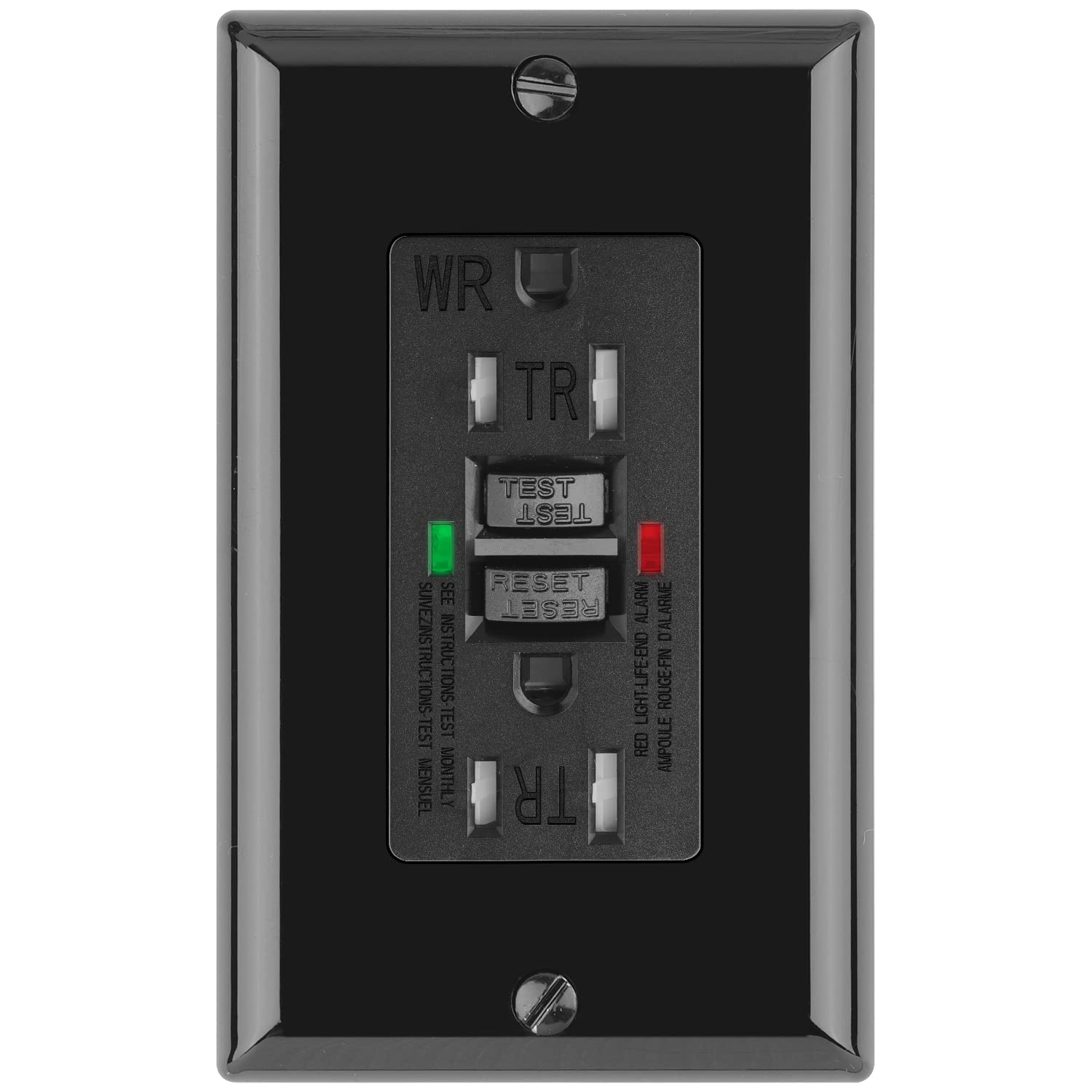 ANKO GFCI Outlet 15 Amp, Self-Test, Tamper-Resistant, Weather Resistant Receptacle Indoor or Outdoor Use, 2 LED Indicator with Decor Wall Plates and Screws, Black1