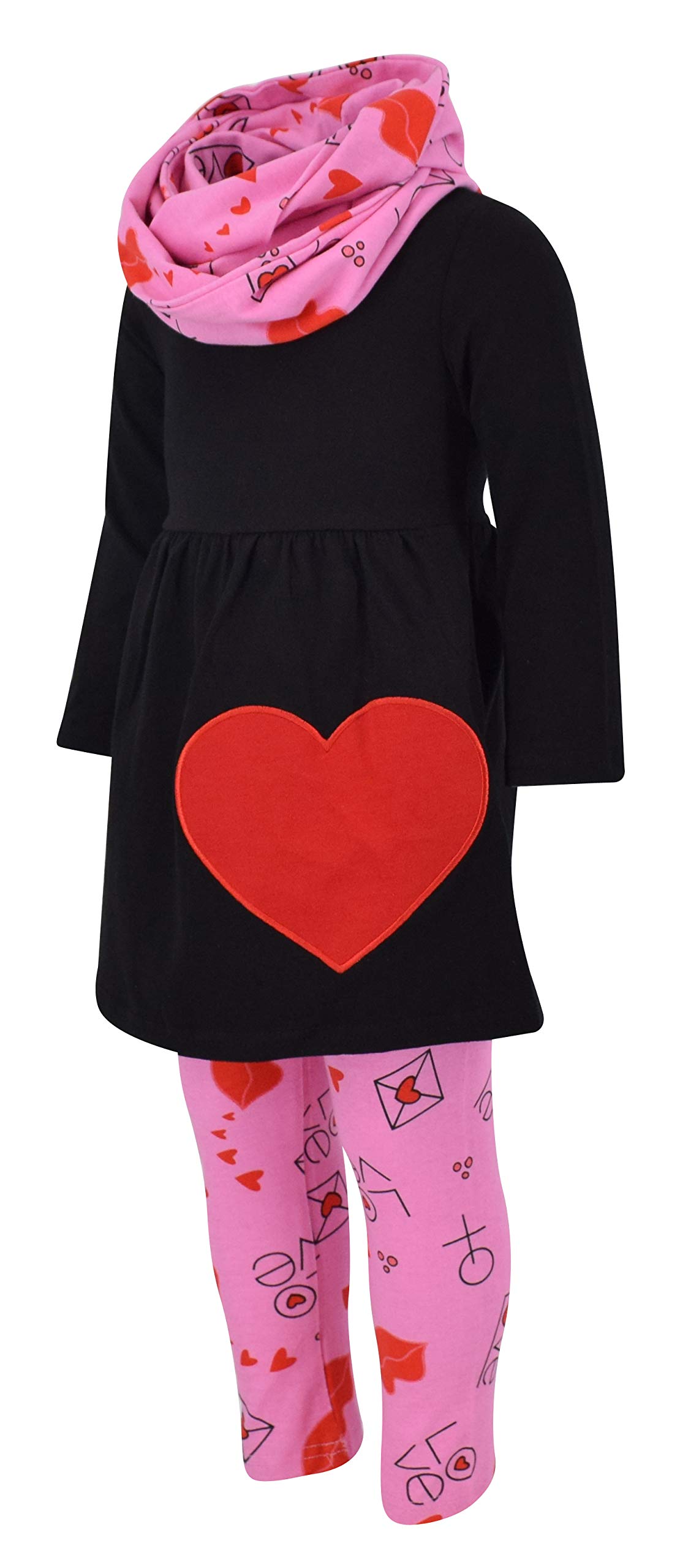 Unique Baby Girls Valentines Day Love Letters Toddler Outfit Legging Set (5 Years, Black)