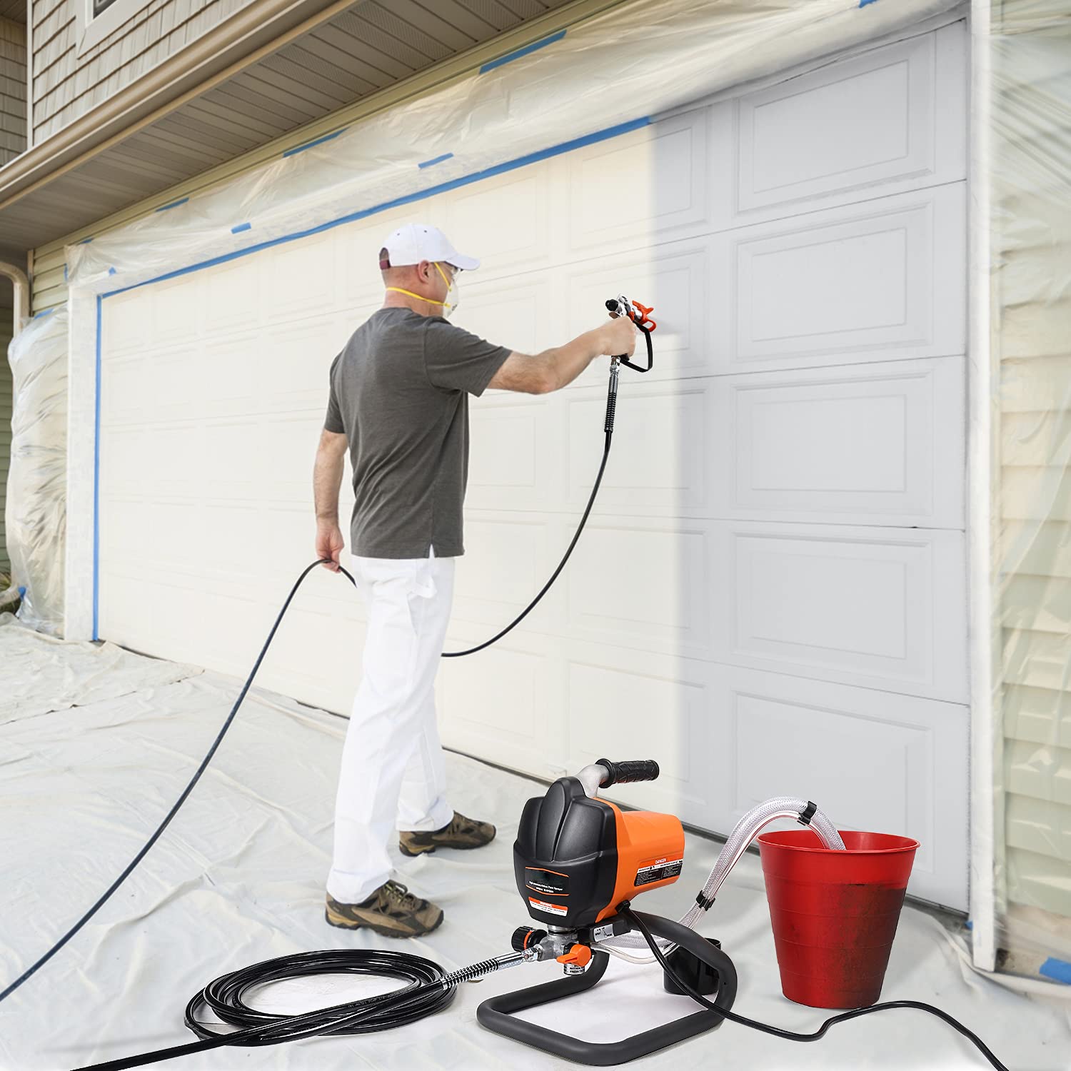 Wilrex Airless Paint Sprayer, 500W Spray Gun Tool for Interior & Exterior Home, Specialized for Water-Based Paint, Project Painter, (PPS01A)