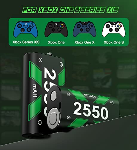 Charger for Rechargeable Xbox One Controller Battery Pack with 4x2550mAh Batteries for Xbox Series X|S/Xbox One, Battery Charger Station for Wireless Xbox One S/Xbox One X/Xbox One Elite Controllers