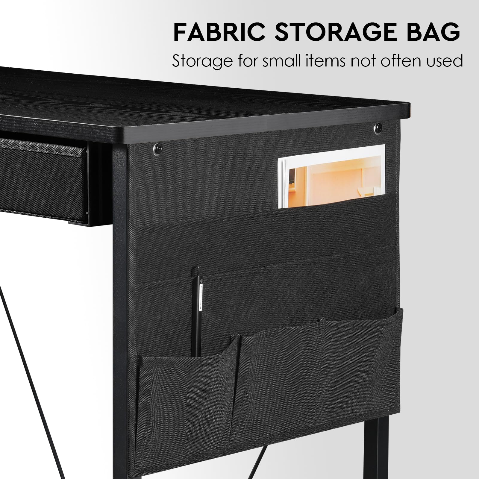 Maihail Maihail Home Office Desk with Drawers Shelves, 39 inch Computer Corner Desk for Small Space, Small L Shaped Desk with Side Storage for Bedroom, Black
