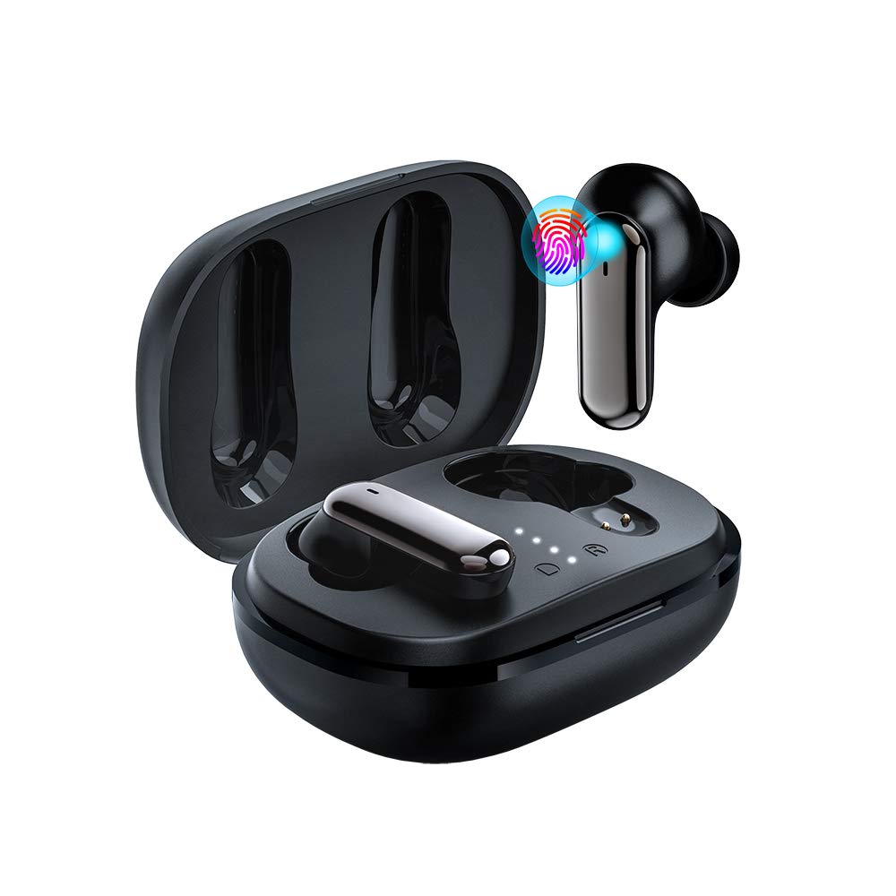 AVWOO Wireless Earbuds, 【Upgraded】 Bluetooth Earbuds with Charging Case, Touch Control/HiFi Sound/Sweatproof/Type-C Quick Charge, True Wireless Earphones for Sports/Travel (H5-R) (H5-New)