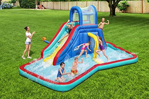 Bestway H2OGO! Waterfall Waves Mega Water Park | Inflatable Slide and Pool Fits Up to 6 Children