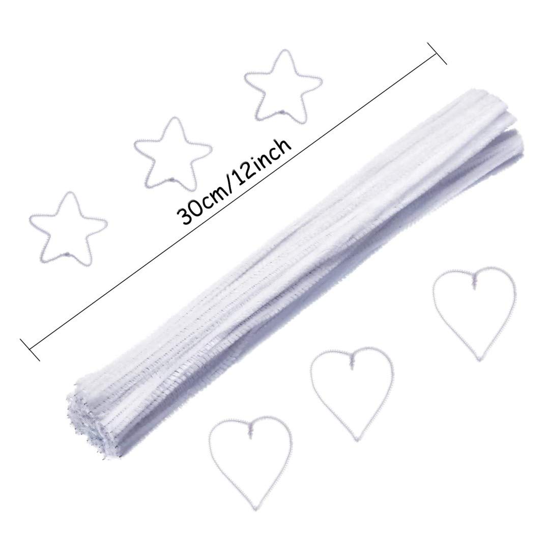 DOKOO Craft Pipe Cleaners 200 PCS Chenille Stem Twistable Stems Childrenās Bendable Sculpting Sticks for Crafts and Arts Creative Christmas Decoration School Projects (6MM x 12 Inch) (White)