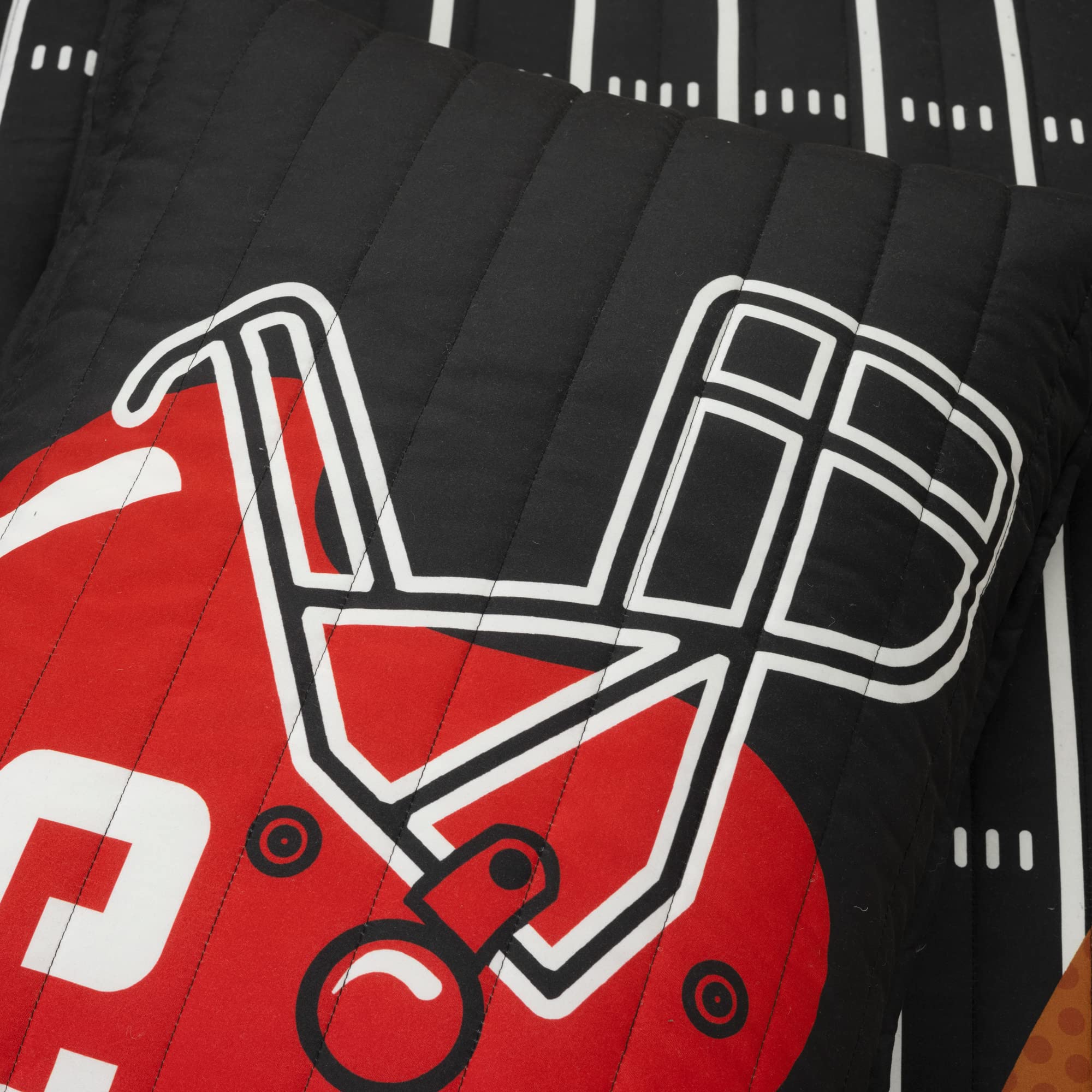 Lush Decor American Football Reversible Oversized Kids 5 Piece Quilt Set, Full/Queen, Black & Navy