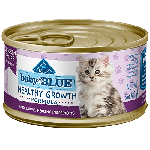 Blue Buffalo Baby Blue Healthy Growth Formula Natural Kitten Pate Wet Cat Food, Chicken Recipe 3-oz Cans (Pack of 24)