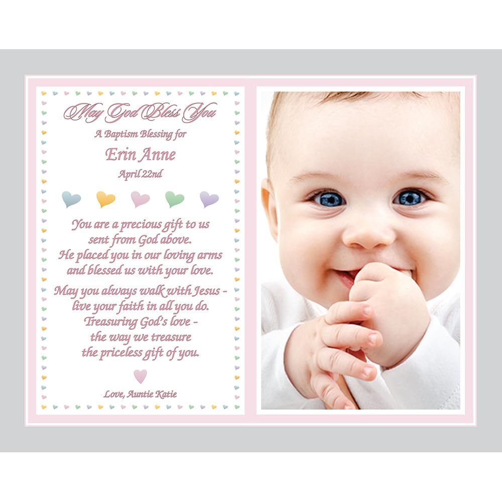 Poetry Gifts Custom Baptism Keepsake for Baby Girl, Personalized Print with Name, Date and Photo