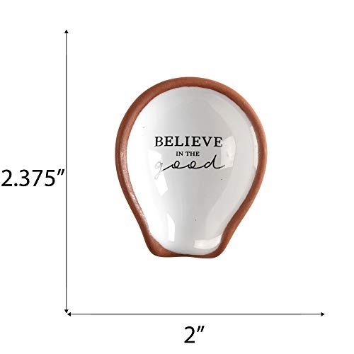 Believe In The Good Glossy Brown 2 x 3 Terra Cotta Decorative Countertop Spoon Rest