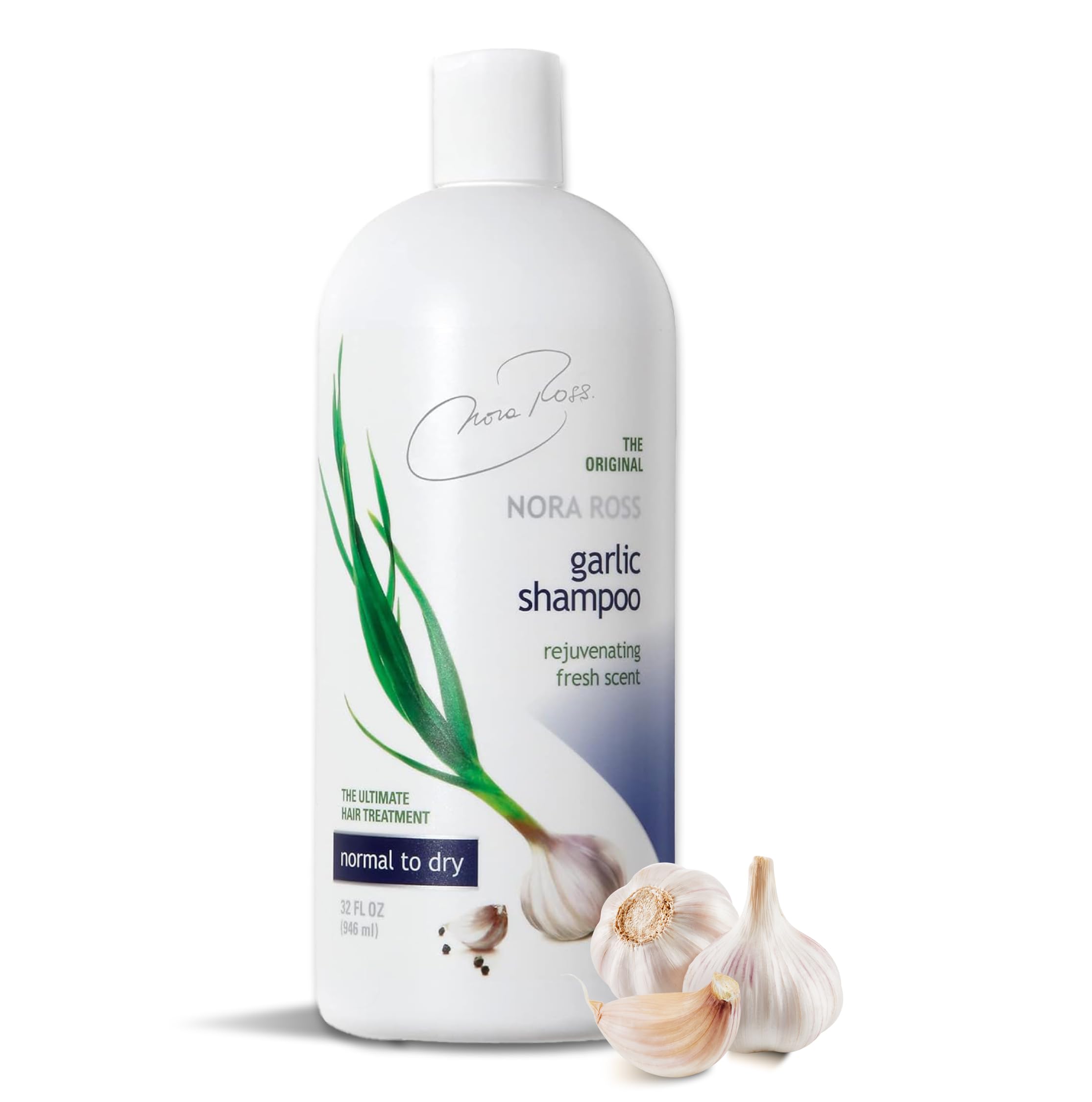 Nora Ross Classic Garlic Shampoo - Hair Loss, Growth & Thickening Formula for Normal to Dry Scalp, Cleansing & Anti-Dandruff with Rosemary 32 Oz