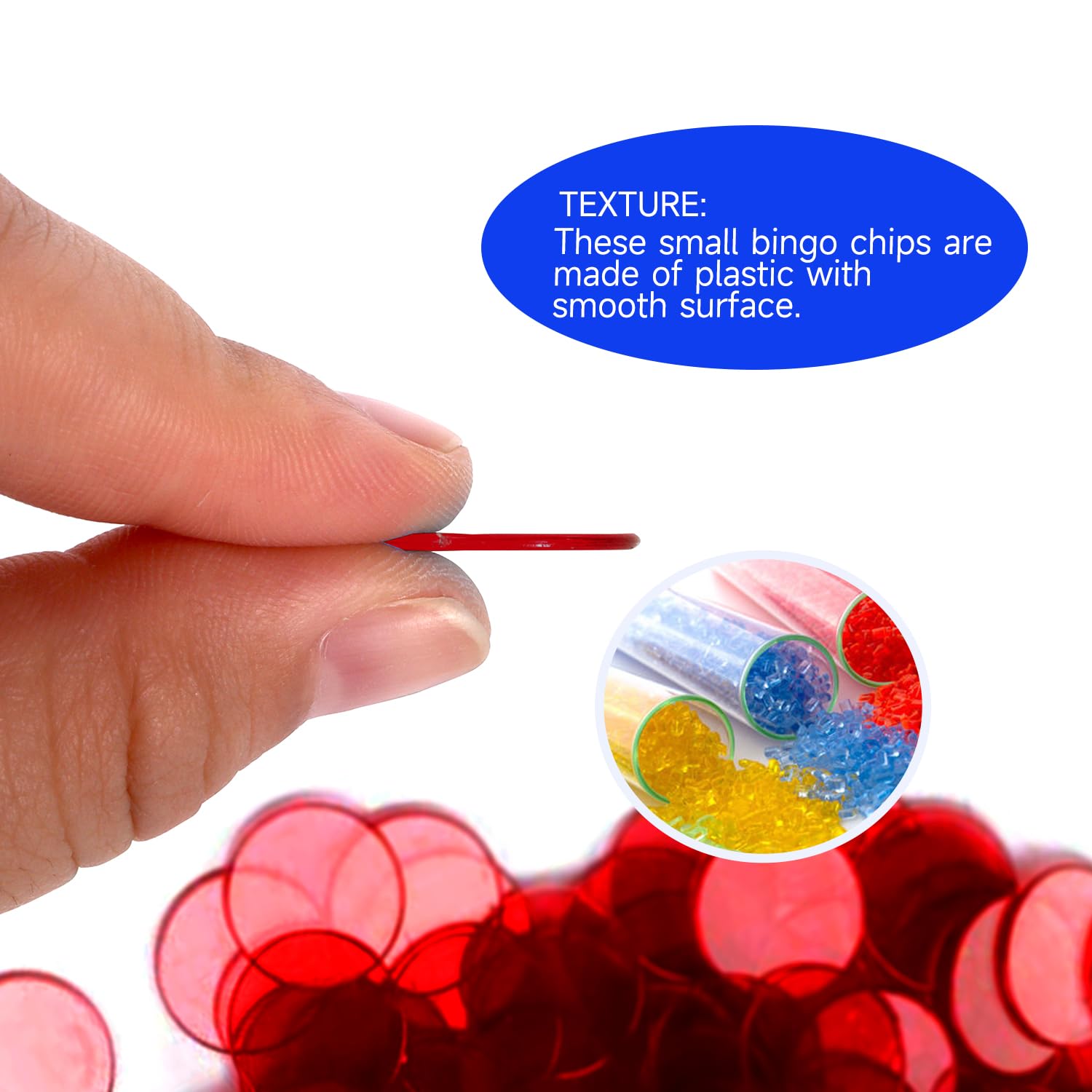 GSE Games & Sports Expert 500 Pieces 3/4-Inch Red Bingo Chips, High-Contrast Transparent Counting Chips for Bingo Games, Parties